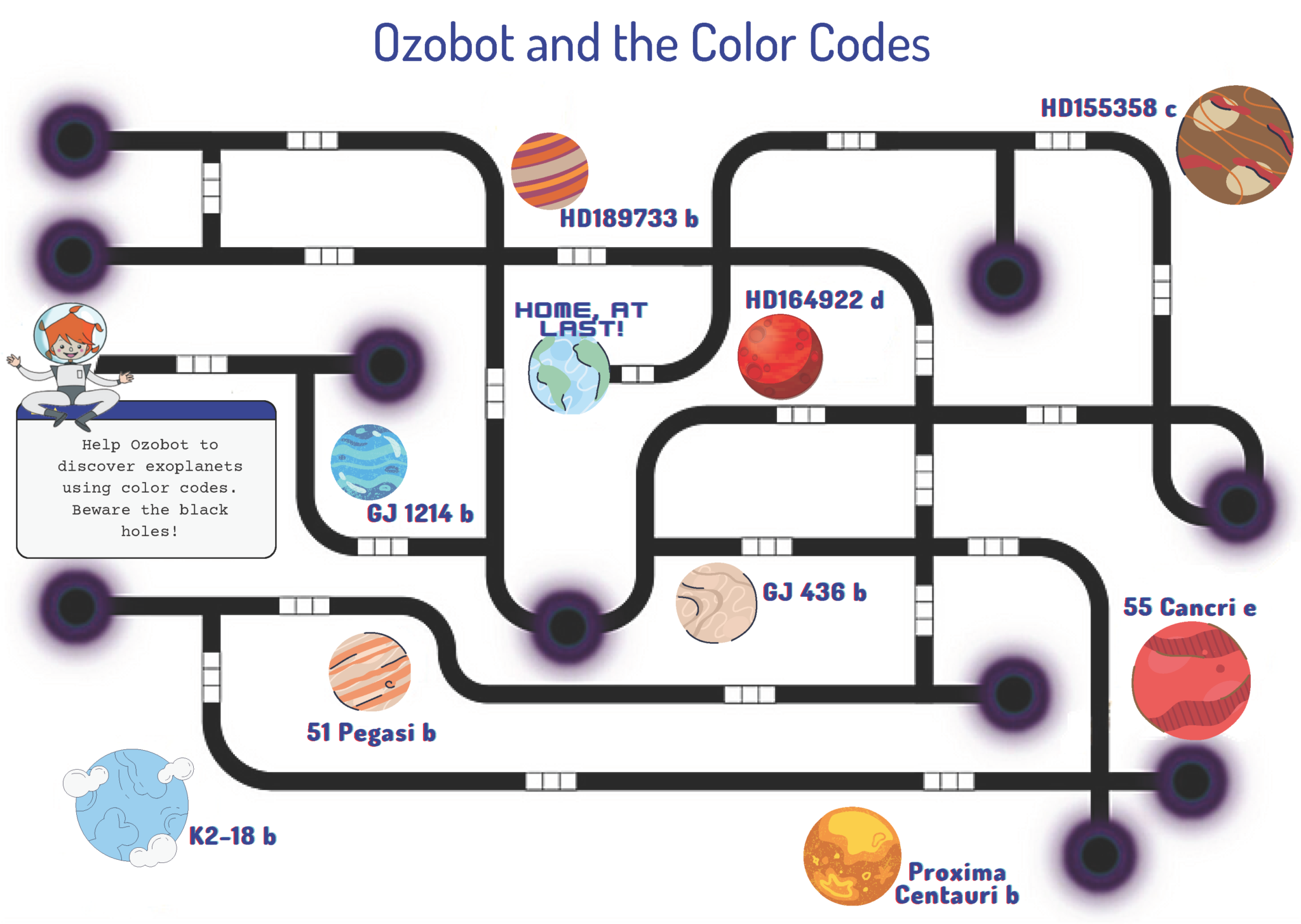 Ozobot in the maze of exoplanets – Play